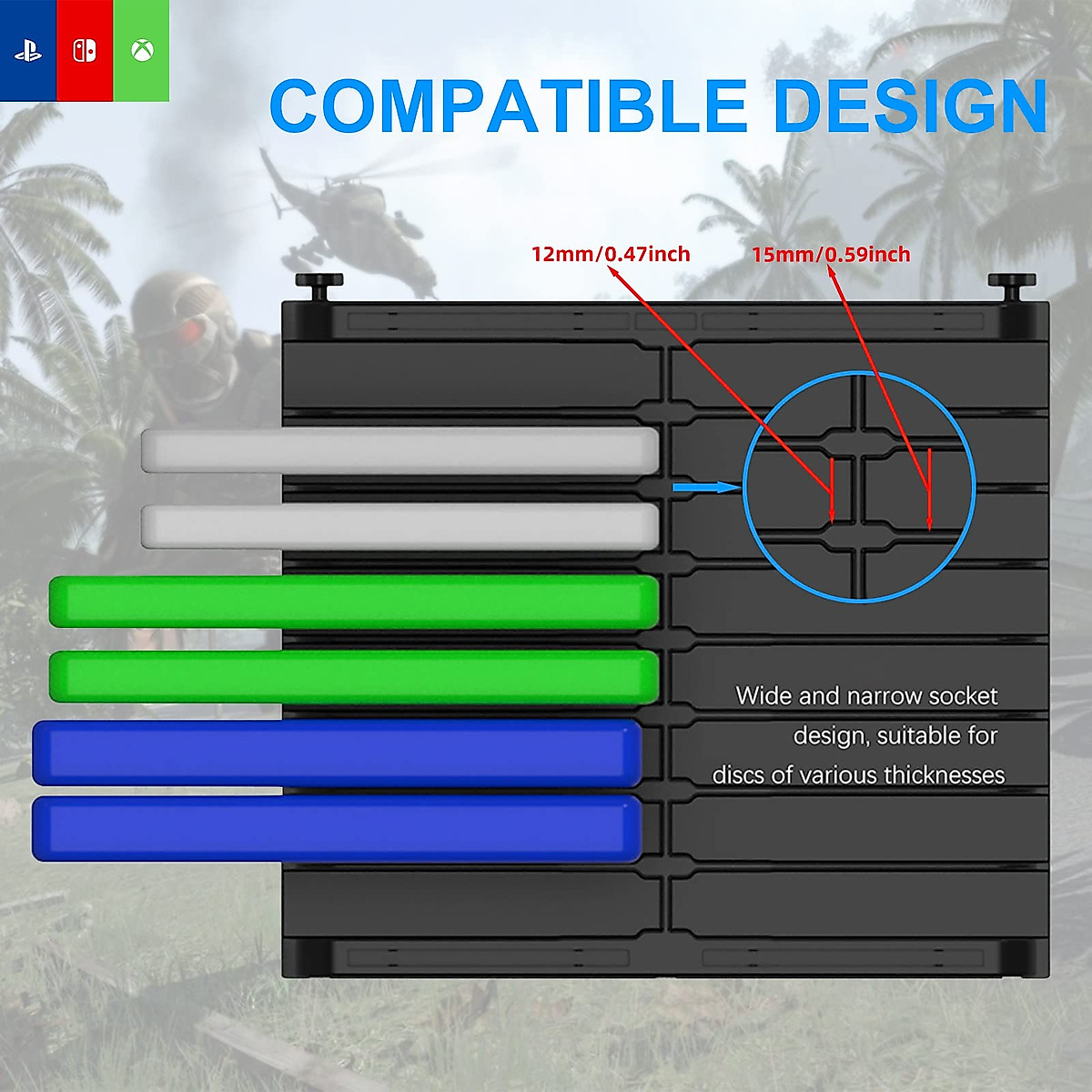 ASFSKY Game Storage Tower Universal Video Game Storage for 32 Games Storage Stand Compatible with PS5 PS4 Xbox Nintendo Switch Games Gamer Gifts