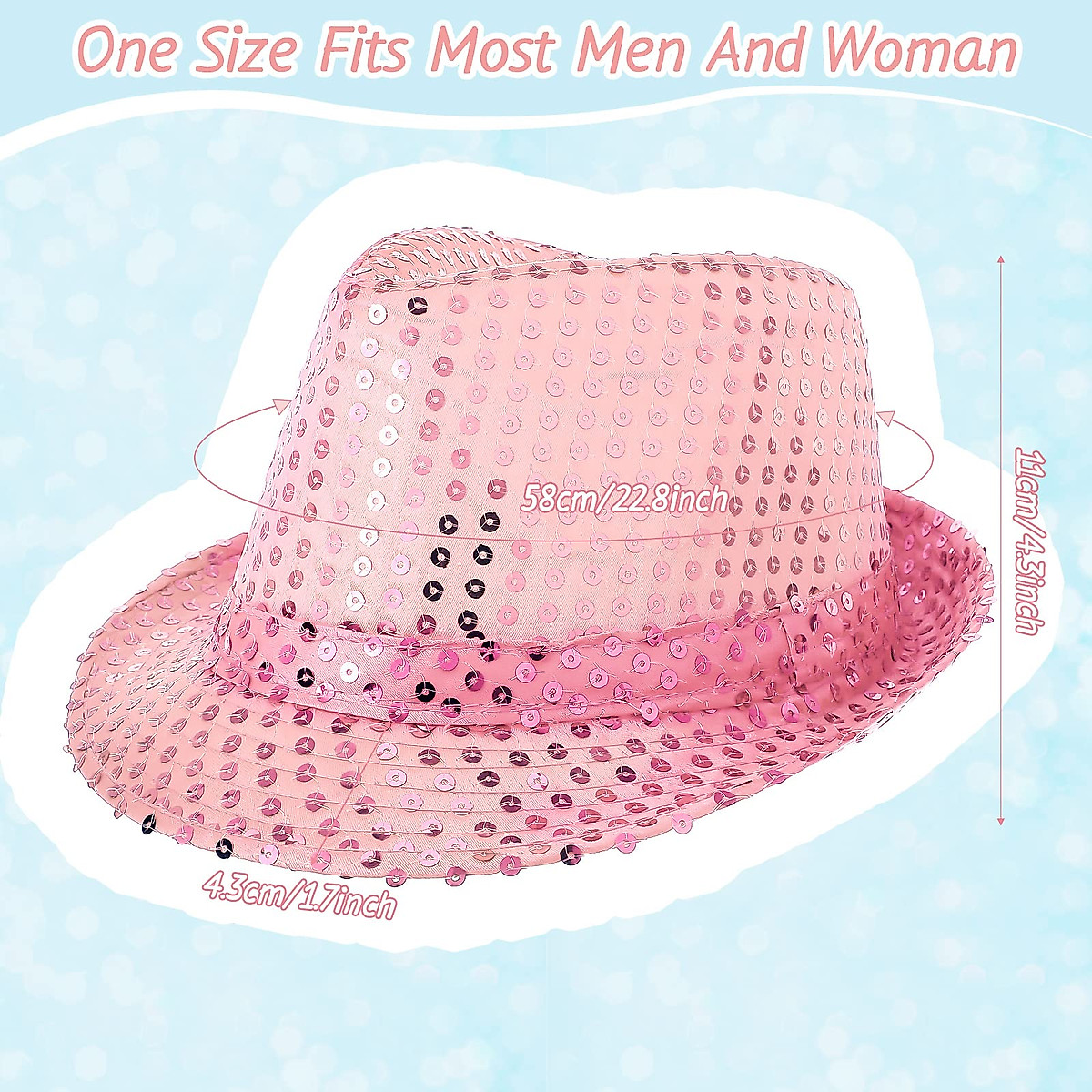 12 Pieces Western Sequin Hat Glitter Sequin Hat Solid Color Dance Hat Retro Disco Cap Unisex Costume Cap for Women Men Party Props Supplies