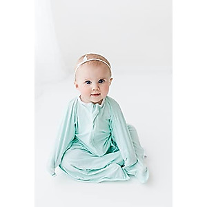 Transition Swaddle - Baby Wearable Blanket - Baby Sleep Sack with 2-Way Zipper - 95% Bamboo Viscose Fiber/5% Spandex - TOG 0.5 - Cozy Sleep Wrap designed by a pediatric (Soft Mint, Medium 6-12 Month)