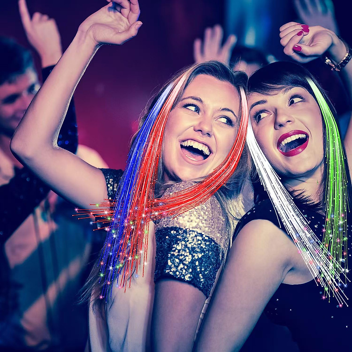 30 Pack LED Lights Hair Light-Up Fiber Optic LED Hair Barrettes Extensions Light Flashing Fiber Optic Hair Braid Barrettes Hair Clips for Party Favors Festival Party Bar Concert