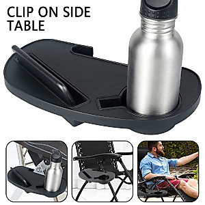 Gravity Chair Tray, Recliner Side Cup Holder for Water Cups Snacks Storage, Removable Chair Cup Holder, Fold Lounge Chairs, Portable Lawn Chair Side Table for Beach Fishing Trip Picnic