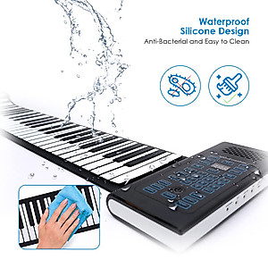 Roll Up Piano Folding Portable Keyboard With Pedal | 61Keys | Music Gifts for Women Men Girl Boys Kids | Educational Toys Gift Set | Digital Beginner Piano