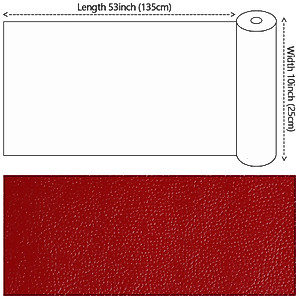 Solid Color Red Faux Leather 10 "X53" (25cmX135cm), Faux Leather Sheets Roll Very Suitable for Making Crafts, Leather Earrings, Bows,Sewing (Red)