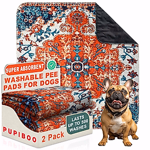 PUPIBOO Washable Pee Pads for Dogs - Super Absorbent Reusable Puppy Training Pads - 100% Waterproof, Leak-Proof & Non-Slip Whelping Pads for Pet Housebreaking