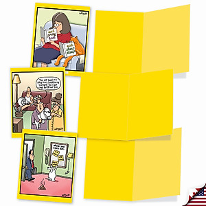The Best Card Company - Variety Pack of 10 Funny Assorted Blank All Occasions Notecards 4 x 5.12 Inch w/Envelopes - Cartoon Humor for Men, Women (10 Designs, 1 Each) - Wild for Whyatt M6463OCB