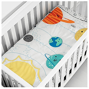 KHUJISTA Nursery Crib Bedding Sheet 3 Piece Set (Fitted Sheet Bed Dust Ruffle Drop Skirt Cute and Cozy Comforter, Cotton)