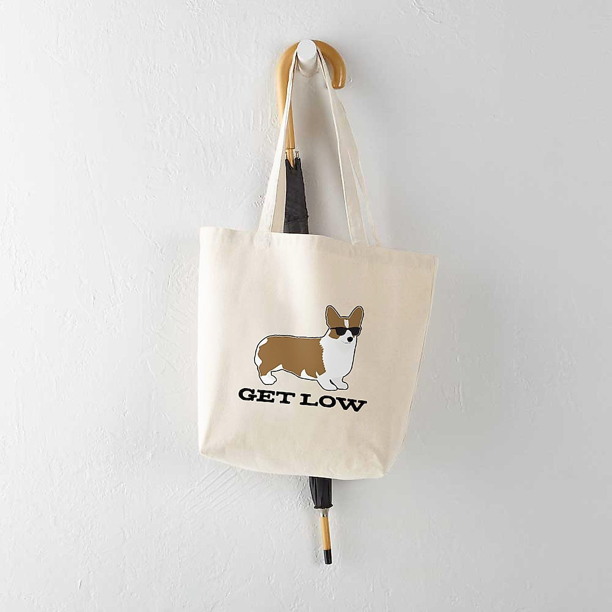 CafePress Get Low Corgi Tote Bag Canvas Tote Shopping Bag