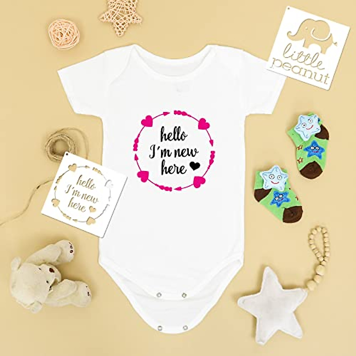 22 Pack Cute Baby Shower Stencils for Onesie Decorating Kit, Boy Girl Shirt Fabric Stencils for Clothes Phrases Mixed Animals Pattern Templates for Onesies Bibs Bodysuit Bags Shirts Shoes (Baby)