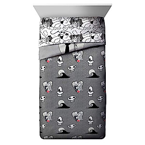 Jay Franco Disney Nightmare Before Christmas Moonlight 5 Piece Twin Bed Set - Includes Reversible Comforter & Sheet Set - Features Jack Skellington and Sally - Super Soft Microfiber