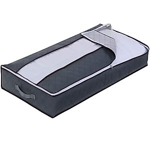 Syhmjxlmy Underbed Storage Bags Under Bed Containers Clothes Organizers with Reinforced Handles Blankets Comforters Foldable 1 Pack Gray, Large