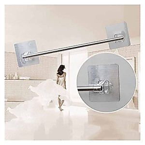 STARMS Stainless Steel Bath Towel Holder Self Adhesive Wall Mounted Hanger Towel Rack Single Rod Organiser for Home Kitchen