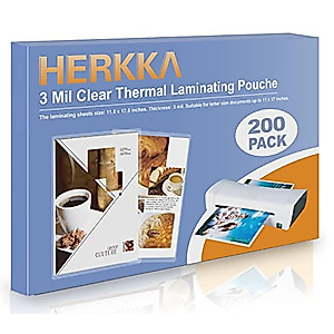 HERKKA 200 Pack Laminating Sheets, Hold 11 x 17 Inch Sheet, 3 Mil Clear Thermal Laminating Pouches 11.5 x 17.5 inch Lamination Sheet Paper for Laminator, Round Corner