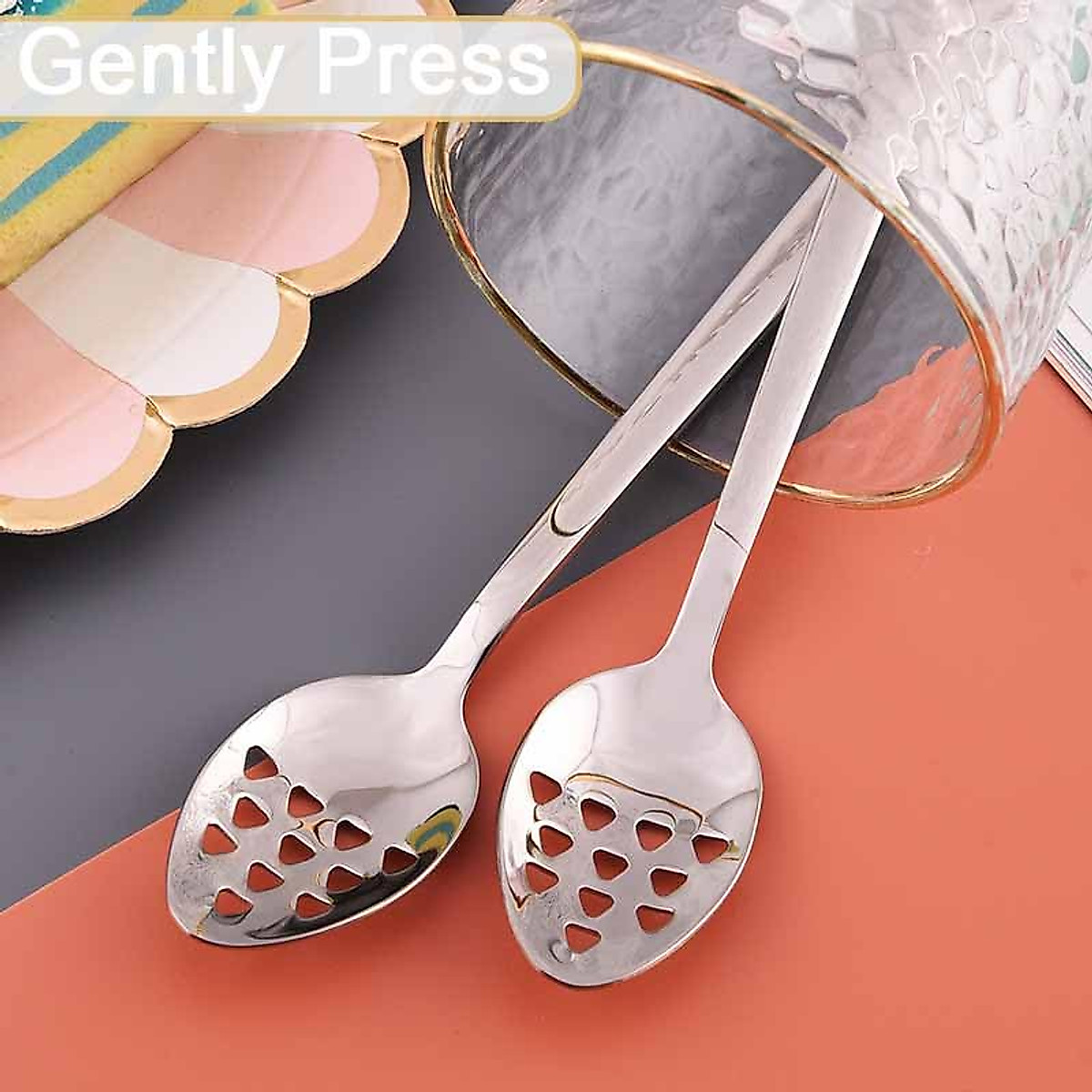 3 PCS Slotted Spoons Stainless Steel,Caviar Spoons for Home Restaurant Pressed Fruit Potato Garlic Paste Filter SoupQA
