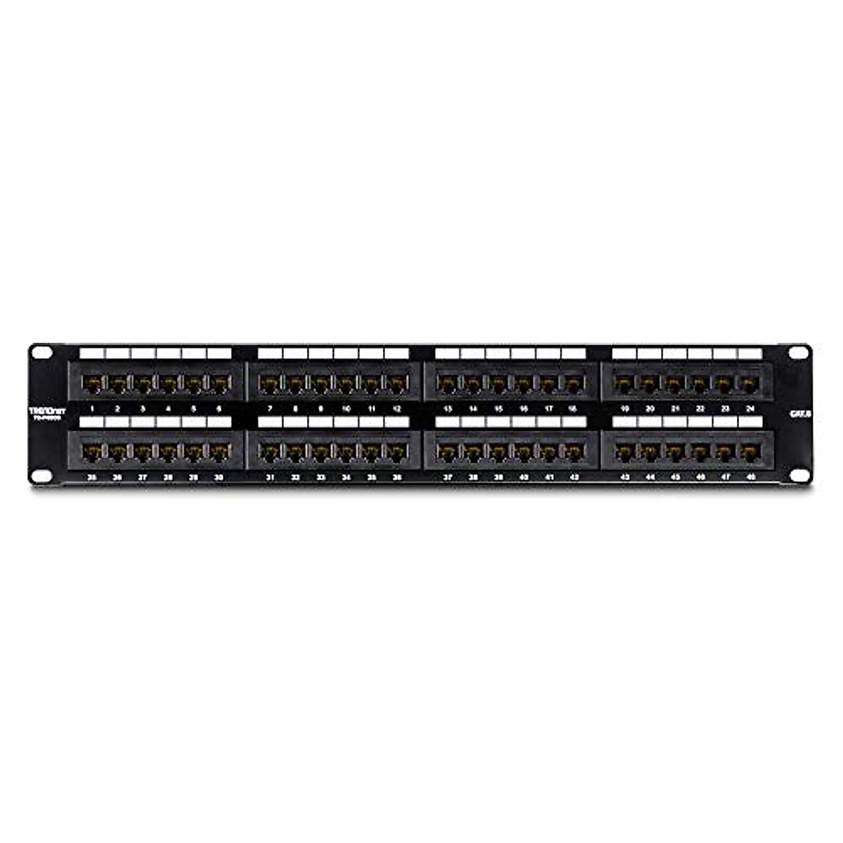 TRENDnet 48-Port Cat6 Unshielded Patch Panel, Wallmount or Rackmount, Compatible with Cat3,4,5,5e,6 Cabling, for Ethernet, Fast Ethernet, Gigabit Applications, Black, TC-P48C6
