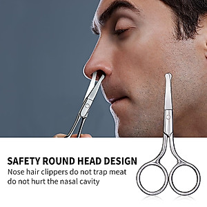 Small Scissors, Eyebrow Scissors, Nose Hair Scissors Round Tip Design, Will Not Hurt the Nasal Cavity. Professional Grooming Scissors for Hair, Eyelashes, Nose, Eyebrow Trimming, Mustache. - AsonTao