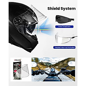 ILM MIPS Motorcycle Full Face Helmet Pinlock Insert Anti Fog Dual Visor Racing Casco de Moto Men Women DOT Model 129M(Matte Black Large)