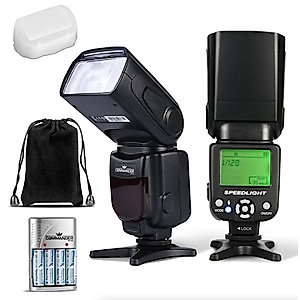 Commander Optics E-TTL Flash Speedlite Bounce/Swivel with LED Backlit for Canon Rebel T7, SL3, 4000D, 850D, 80D, 90D, R, RP, R5, R6, R8, 6D Mark II, 5D Mark IV & More Camera Flash for Canon