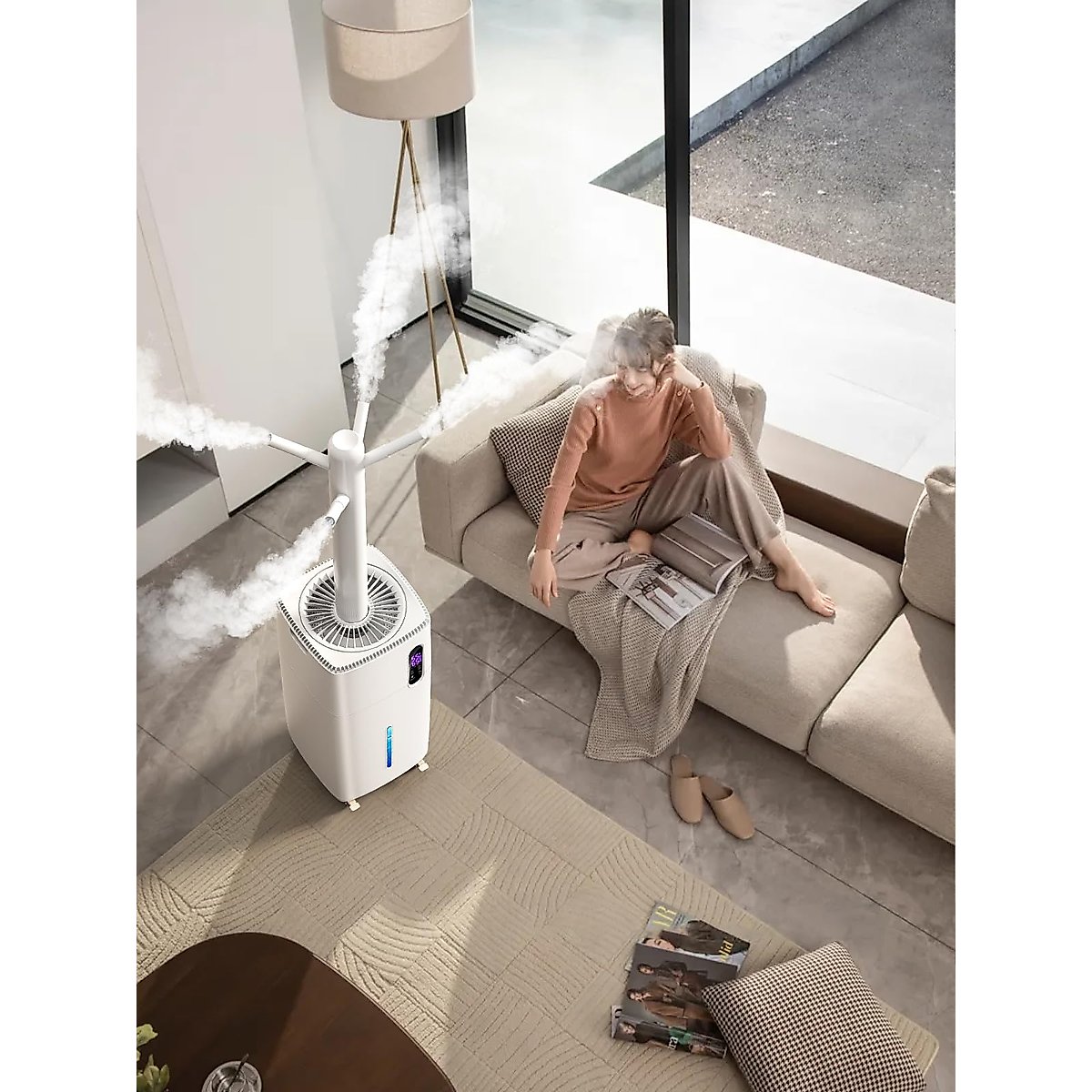 Petsaint 26L/5.7Gal Humidifier for Large Room Up to 3000 ft², 6-core atomization, 2000 mL/h Mist Output, Remote Control and 6 Mist Level, Ultrasonic Cool Mist Humidifiers for Bedroom Whole House