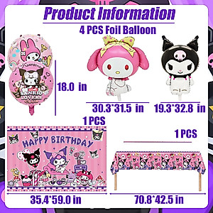 Kawaii Birthday Party Supplies, Kawaii Party Decorations Include Balloons Garland Arch Kit, Latex Balloons, Foil Balloons, Backdrop, Tablecloth, Kawaii Birthday Party Favors