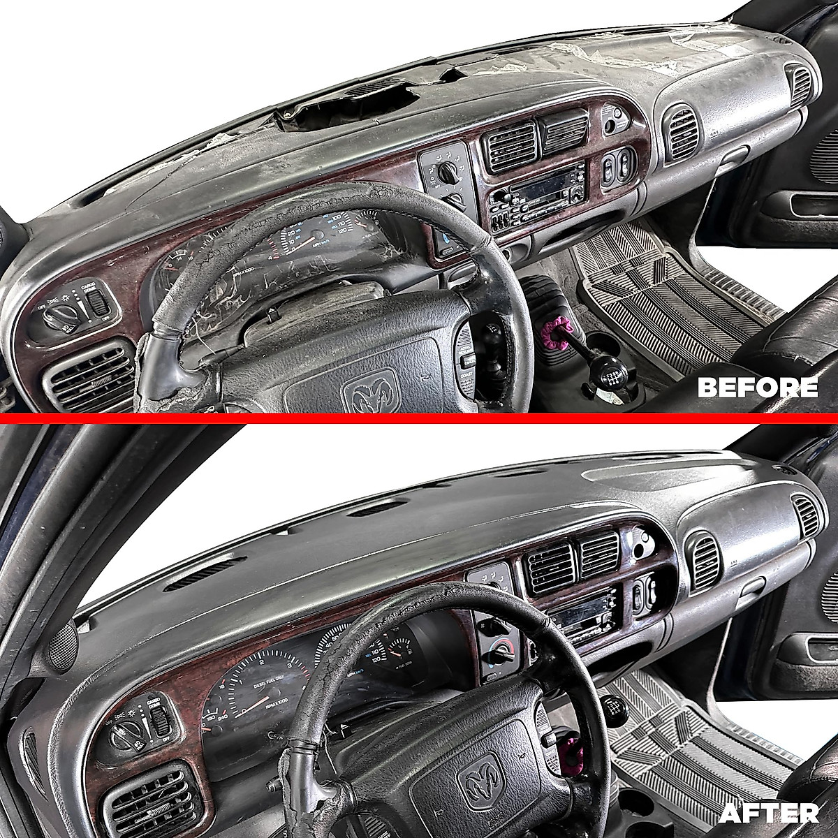 DashSkin American Made (NOT Made in China!) Molded Dash Cover Cap Compatible with 1998 1999 2000 2001 Dodge Ram 1500 (98-02 Ram 2500/3500) in Mist Grey