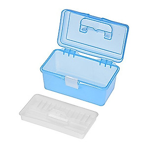 mewmewcat art box with handle,Clear Plastic Art Storage Box Watercolor Oil Painting Supplies Multipurpose Case Portable for Artists, Blue
