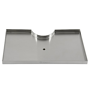 Kegco SECO-1610D 16" x 10" Surface Mount Drip Tray - 3" Column Cut-Out - SS, with Drain