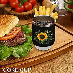 WYUSPGK 304 Stainless Steel Insulated Cup, Weed with Sunflower Print Smooth Rim, Durable & Reusable - Perfect for Office, Home, And Travel
