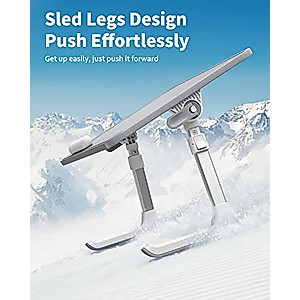 SAIJI Leather Laptop Bed Tray Table, Adjustable Laptop Stand with Removable Stopper, Portable Lap Desks with Foldable Legs, Notebook Stand Breakfast Reading Desk for Sofa Couch(Medium,Gray)