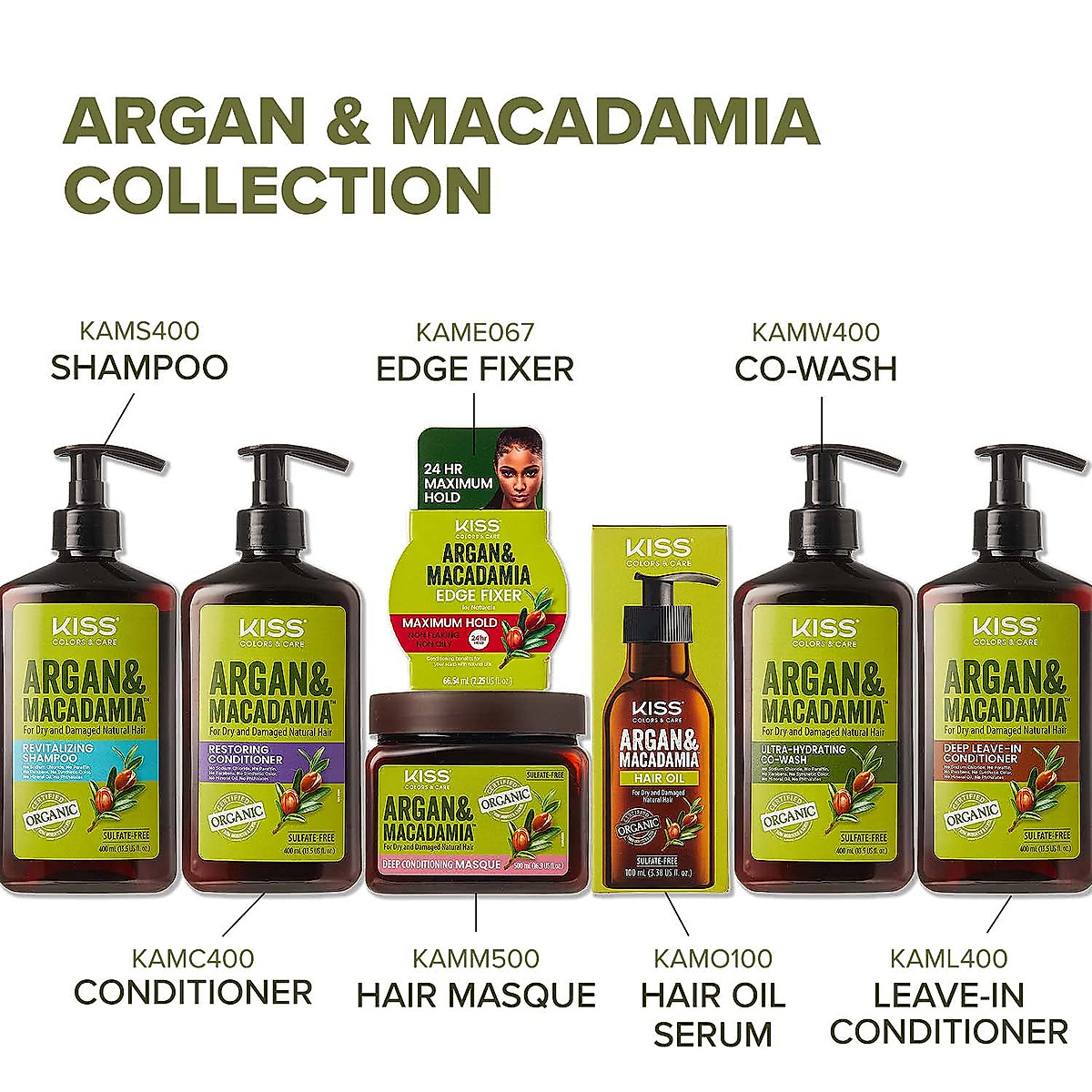 KISS Color & Care Argan & Macadamia For Dry and Damaged Natural Hair Shampoo & Conditioner Value Set