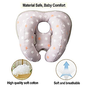vocheer 2 in 1 Baby Travel Pillow, Baby Head Support Pillow Stroller Pillow with Banana Neck Pillow for Newborn,Light-Pink