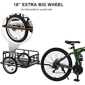YEZIYIYFOB Bike Cargo Trailer with Universal Bike Hitch Bicycle Wagon Trailer Large Loading Bike Trailer Storage Cart with 15.4" Wheels & Reflectors