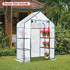 SHANGXING Walk in Greenhouse Replacement Cover with Roll-Up Zipper Door- 28"x56"x76" PVC Plant Gardening Greenhouse Cover for Gardening Plants Cold Frost Protection Wind Rain Proof (No Frames Include)