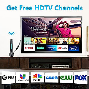 TV Antenna for Smart TV, Digital TV Antenna Amplified for HDTV, Long Range Reception for Indoor, 4K 1080P Clear TV Antenna for Free Local Channels,Support VHF/UHF with 10FT Coax Cable