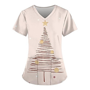 Scrub Tops Women with Pockets Mock Wrap Scrubs Easy Care Medical Scrub V-Neck Workwear Mandarin Collar Zip Scrub Top for Women(1-Khaki,Small)