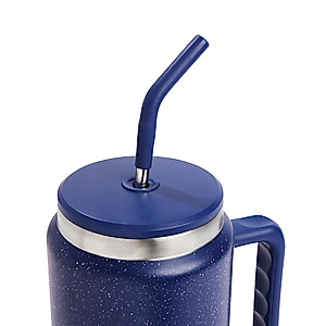 Hydragear Edge Stainless Steel Tumbler with Easy-Carry Handle and Resudable Metal Straw - 50 Oz - Planetarium Speckle