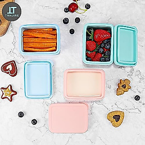 Tanjiae Silicone Snack Containers for Kids, Leak Proof Microwavable Small Tupperware Lunch Box Containers with Lids for Toddlers, 1 Cup BPA Free Freezer Molds for Soups/Baby Food Storage (13.5oz)