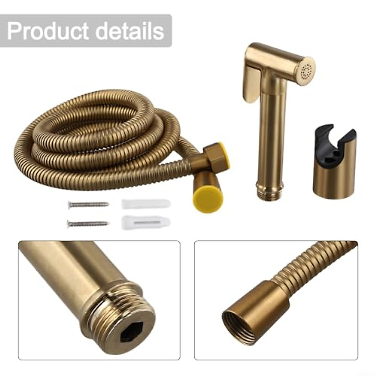 Handheld Bidet Sprayer For Toilet, Stainless Steel Cloth Diaper Spraying Kit, Bathroom Toilet Bidet Attachment Set Brushed Gold Brass Toilet Bidet Spray Set