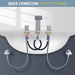 ARCORA Brushed Nickel Waterfall Bathroom Faucet - 8 Inch Widespread Bathroom Faucets for Sinks 3 Hole, Modern 2 Handles Bathroom Sink Faucet with Pon Up Drain and cUPC Supply Lines