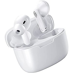 Wireless Earbuds Bluetooth 5.1 Headphones Built in Mic in Ear Bud Noise Canceling 3D Stereo Air Buds Earbuds Fast Charging, IPX5 Waterproof for iPhone and Android (White)