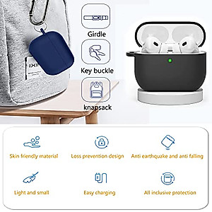 Geeice AirPods Pro 2nd/1st Generation Case Cover 2022/2019, 3 in 1 Soft Silicone Full Protective Cover Accessories with Keychain Lanyard and Cleaning Pen for Women Men, Black