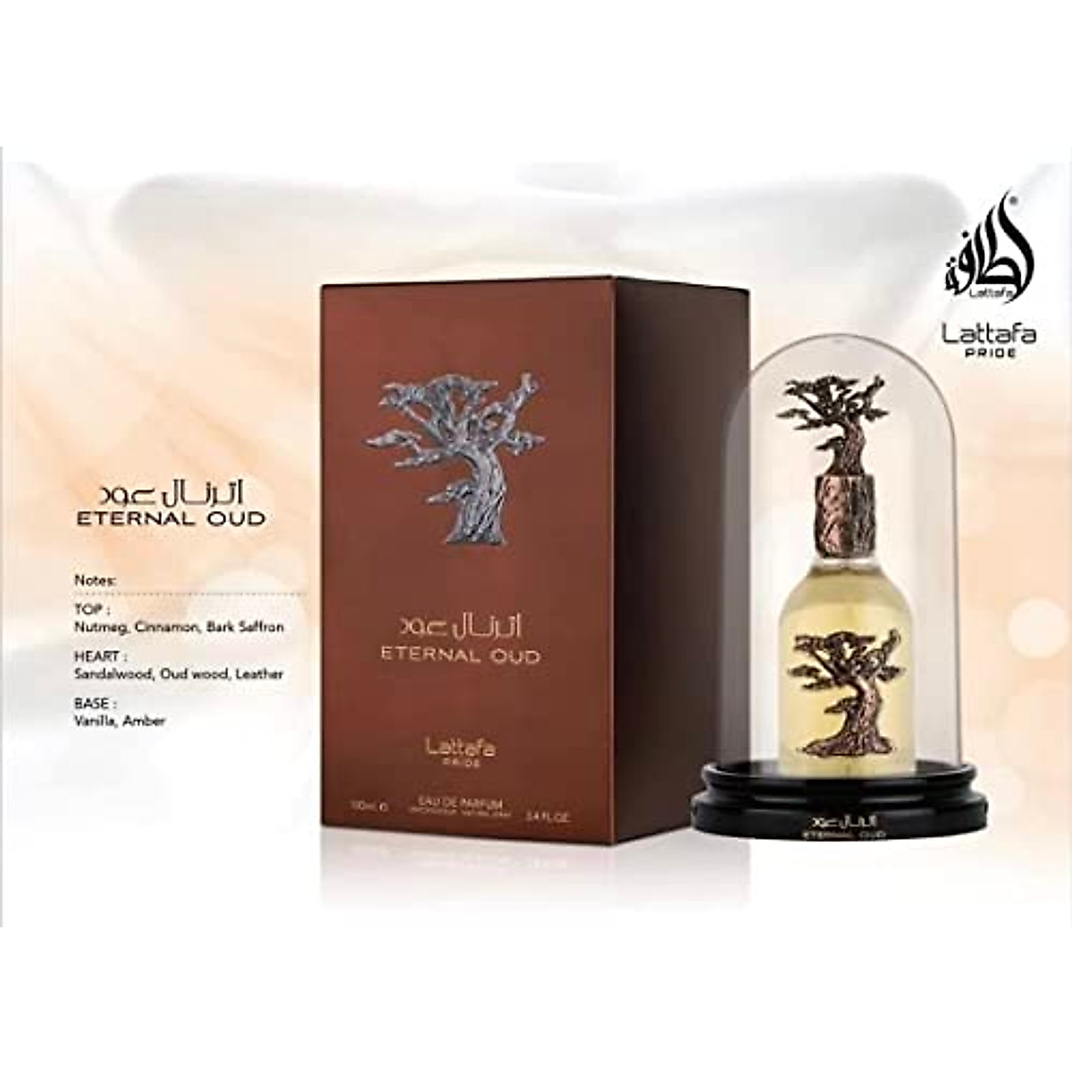 Lattafa Perfumes Eternal Oud EDP - 100ml(3.4 oz) Unisex | Grapefruit, Plum, Orchid, Heliotrope, Vanilla, Amber, Oud, Benzoin, Tonka Bean, Labdanum, 3.4 Fl Oz (Pack of 1)