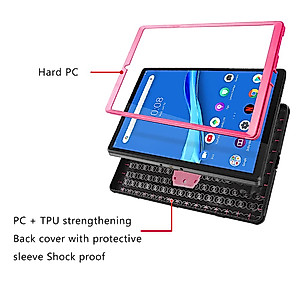 Soatuto for Lenovo M10 HD 10.1 inch Tablet Case, Heavy-Duty Drop-Proof Shockproof Hybrid Anti-Impact Case Built in Kickstand for Lenovo M10 HD 2nd Gen TB-X306F / TB-X306X 10.1” 2020 (Pink)