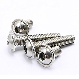 M5 x 16mm Stainless Steel Flanged Button Head Screws,Allen Socket Bolts,Right Hand Full Threads,Metric,24-Pieces