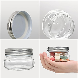STARSIDE 4 oz Glass Mason jars,24 Pack Glass Canning Jars With Regular Mouth Lids, Perfect Containers for Jam, Honey, Candies,Overnight Oats,Wedding Favors. Included 1 Pens and 80 Labels.