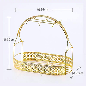 fanquare Mug Holder, Golden Coffee Mug Rack, Metal Cup Holder Stand, Coffee Mug Drainer with 6 Mug Hooks, Storage Drying Rack for Counter