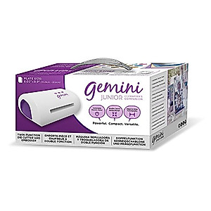 Gemini Twin-Function Cutter & Embosser Crafter's Companion Junior Jnr Portable Die Cutting and Embossing Machine, White & Tote Bag, Purple