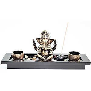 Elephant Ganesha Zen Garden Rocks Incense Burner Candle Holder Home Decor Gift