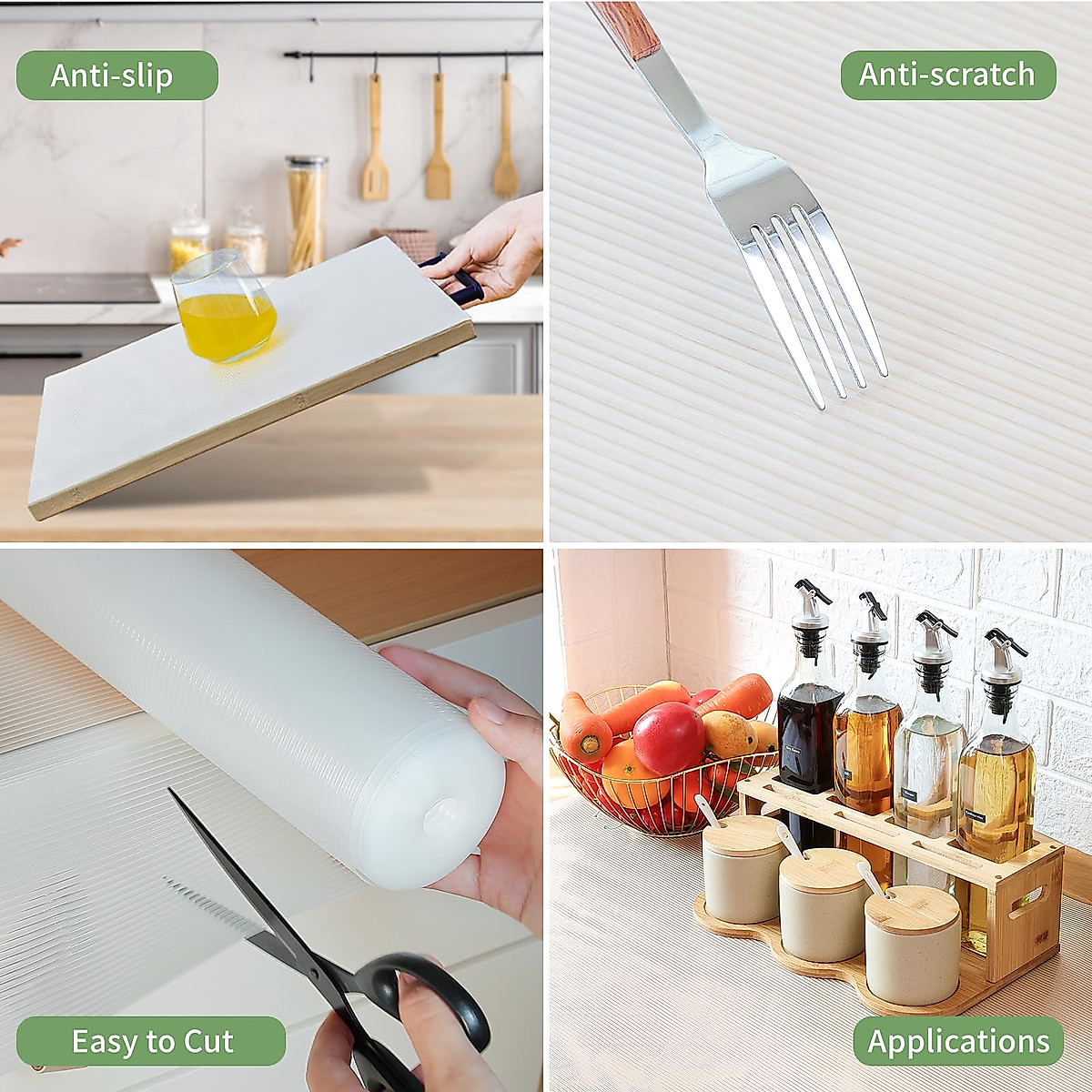 wohomuke Shelf Liners 19 inch x 20 ft Shelf Liners for Kitchen cabinets nonstick Shelf Lining Drawer Mats EVA Protector for Cupboard (Clear Ribbed,19 inch x 20 ft)