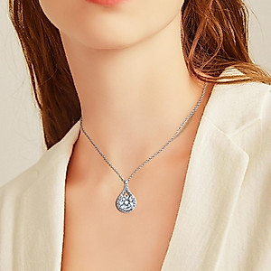 SecreTalk 1-5CT Moissanite Pendant Necklace for Women, Wedding Gift 18K White Gold Plated Silver Diamond Necklace for Wife Mother Her (5CT)
