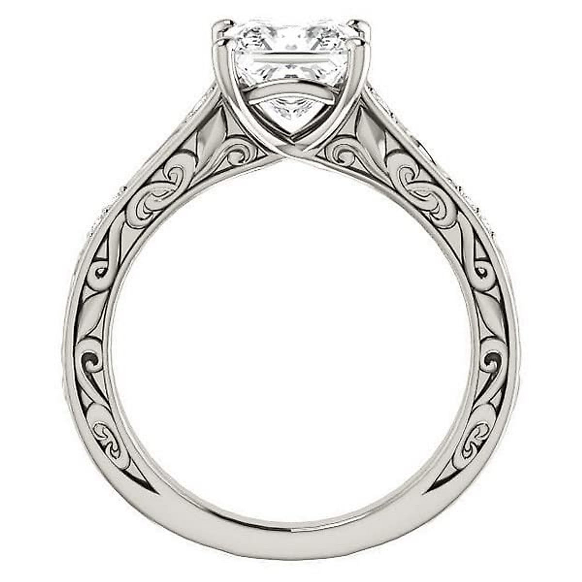 JEWELERYN 3 CT Princess Colorless Moissanite Engagement Ring for Women/Her, Wedding Bridal Ring Set, Eternity Sterling Silver Solid Gold Diamond Solitaire 4-Prong Set for Her (8.5)